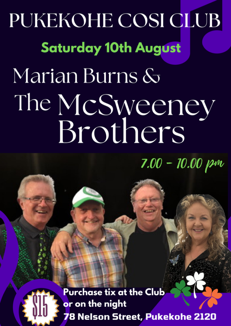 Marian Burns & The McSweeney Brothers – Pukekohe Cosmopolitan Club